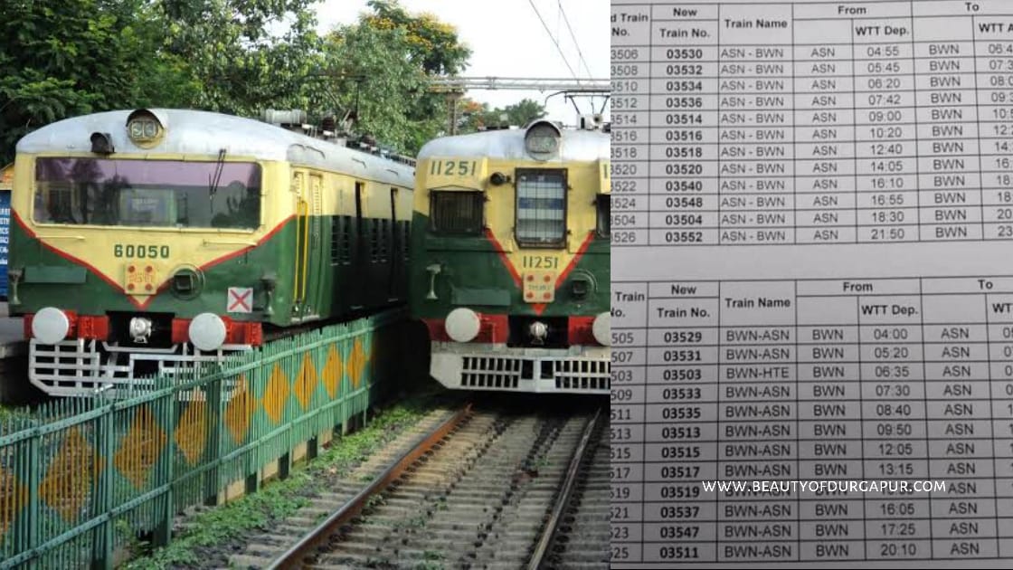 Asansol - Durgapur - Bardhhaman new local train timetable (from OCT 31)